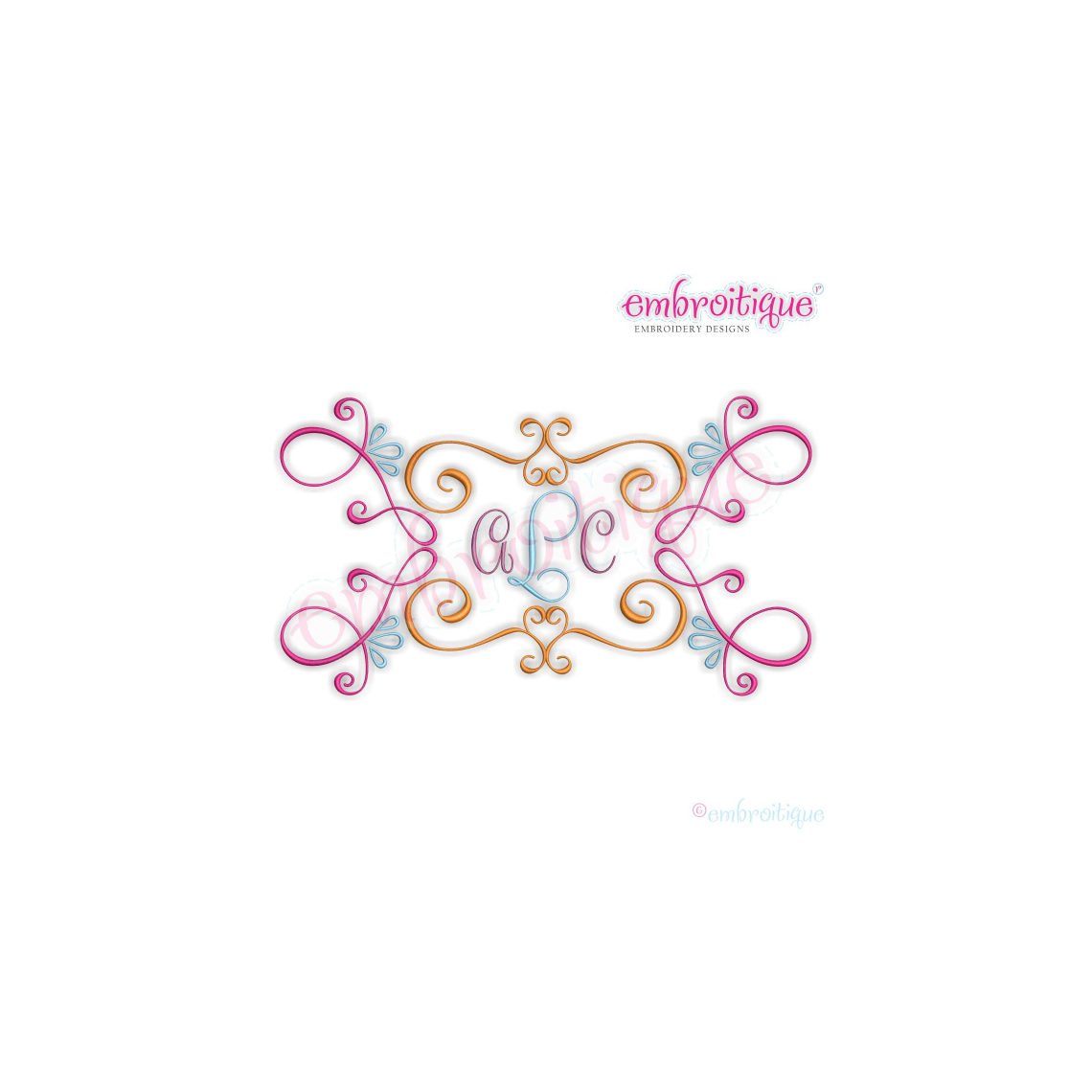 Embroidery Designs :: All Products :: Curly Vintage Scroll Font Frame 3 ...