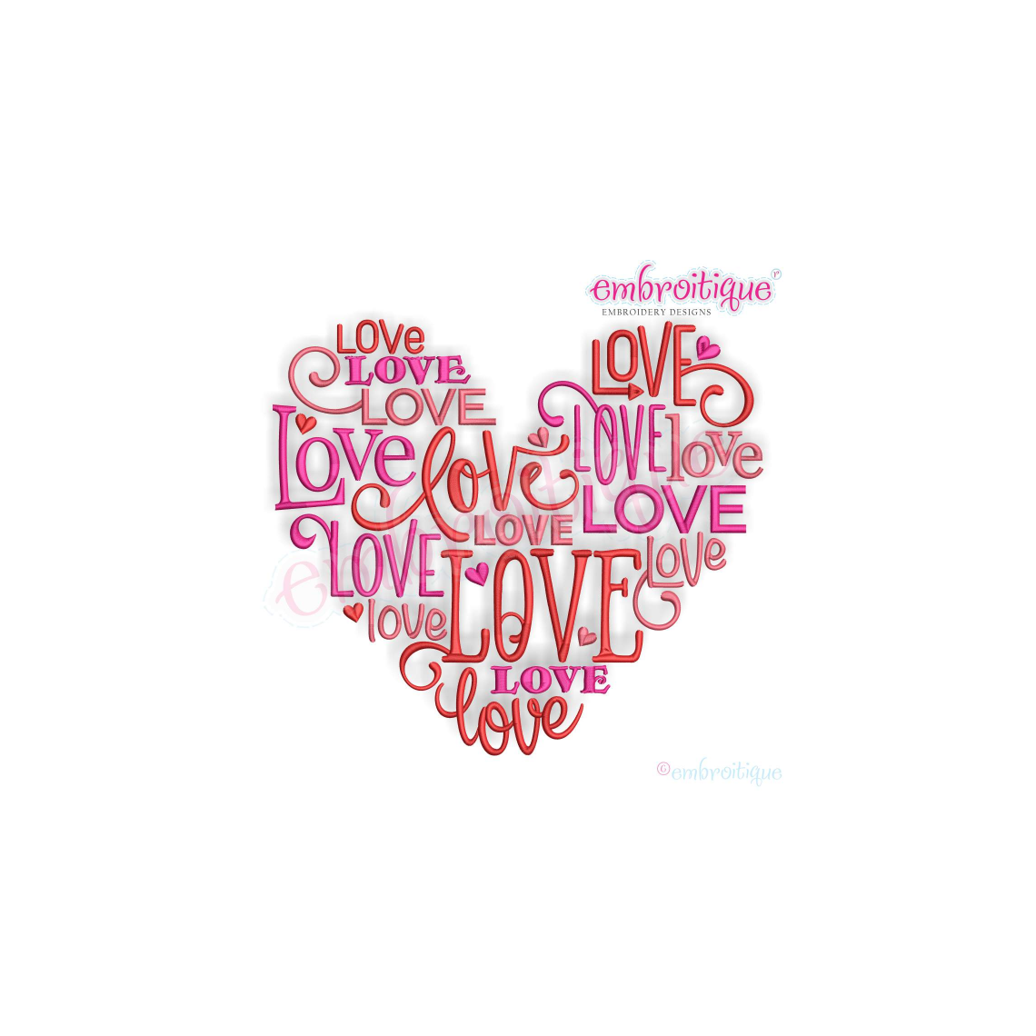 Embroidery Designs :: All Products :: Love Word Heart Jumble Valentine ...